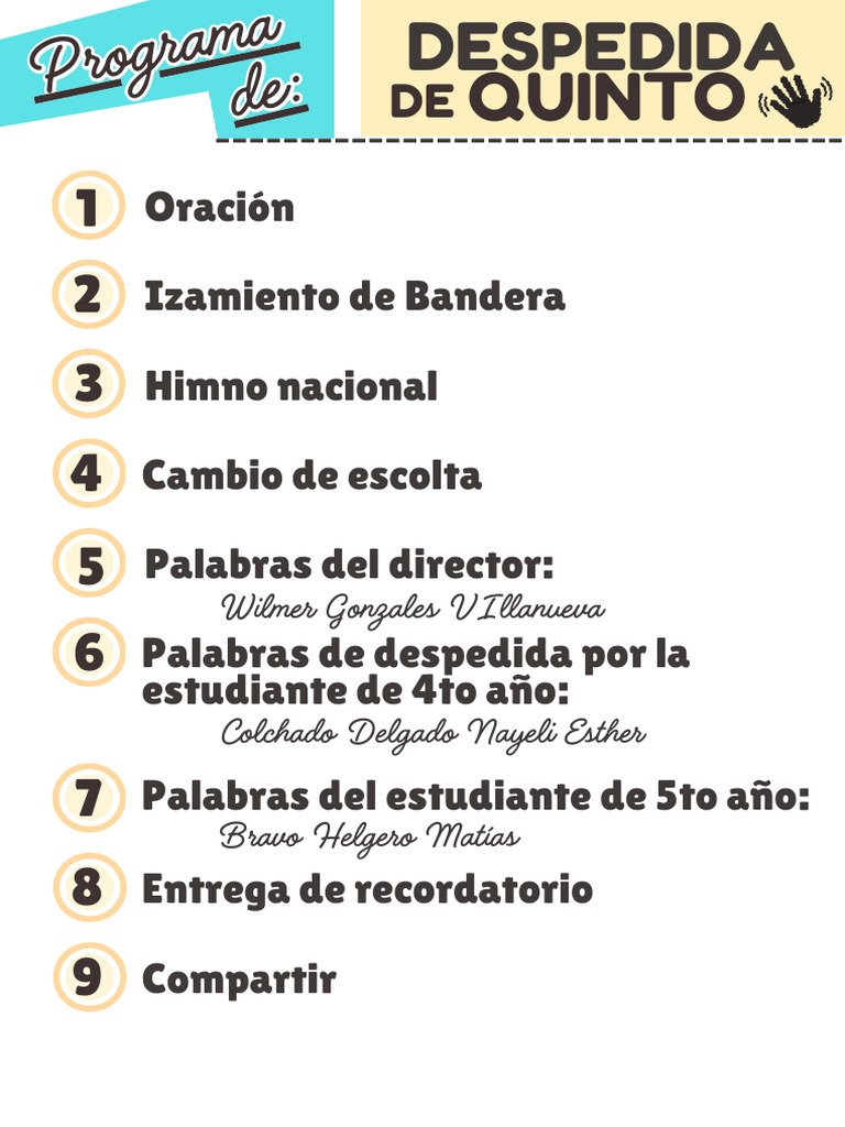 Programa de Despedida de Quinto | PDF