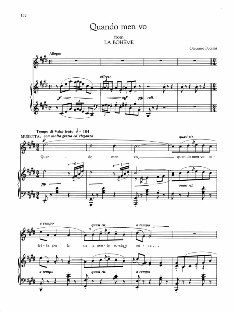 Quando Men Vo (La Bohème) | PDF