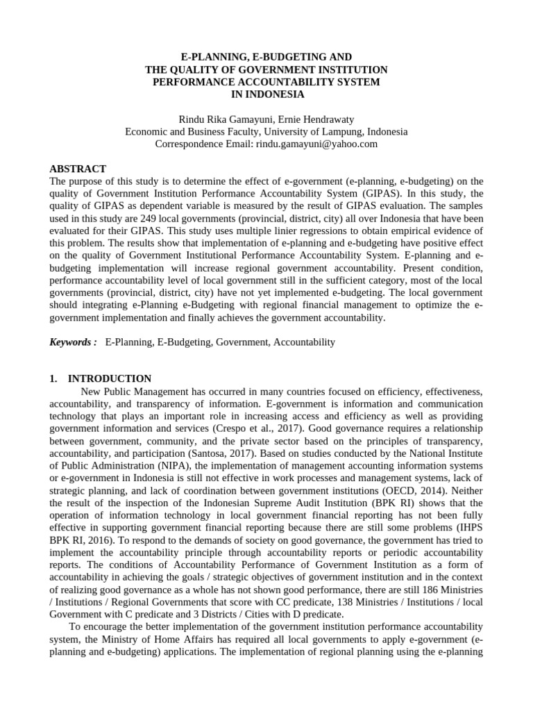 Revisi e Plan, e Budget, Gov Accountability - Rindu&Erni | PDF ...