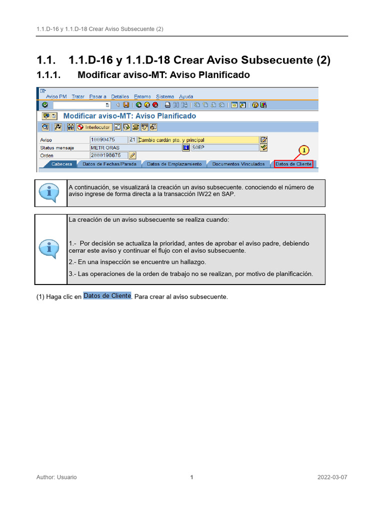 Creación de Aviso Subsecuente en SAP | PDF | Informática