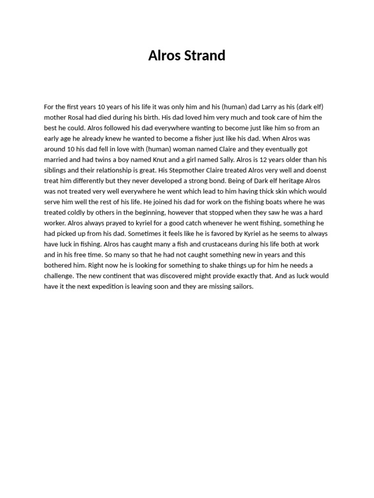 Alros Strand Backstory | PDF