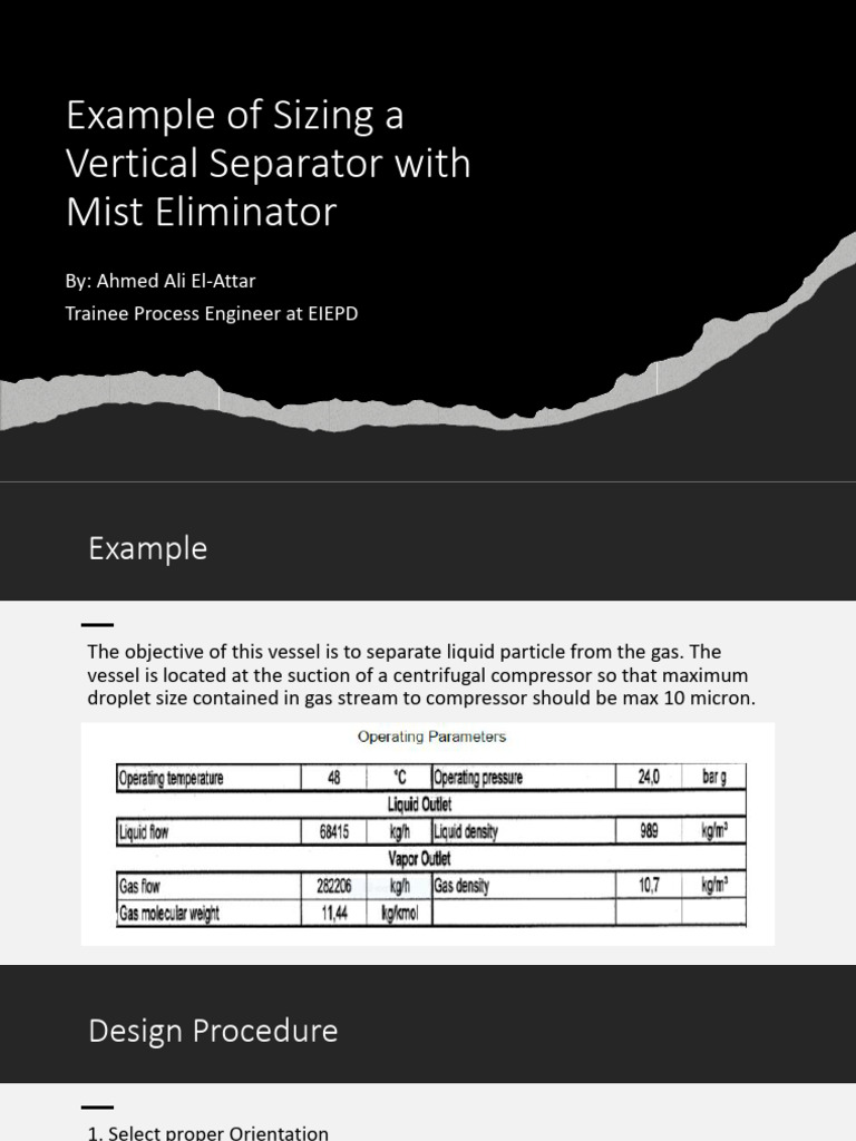 Example of Sizing A Separator With Mist Eliminator 1704406043 | PDF ...