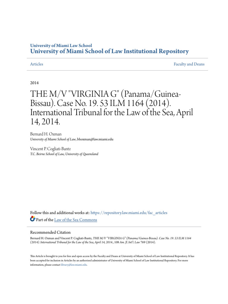 M/V Virginia G Case Analysis | PDF | International Law | Exclusive ...