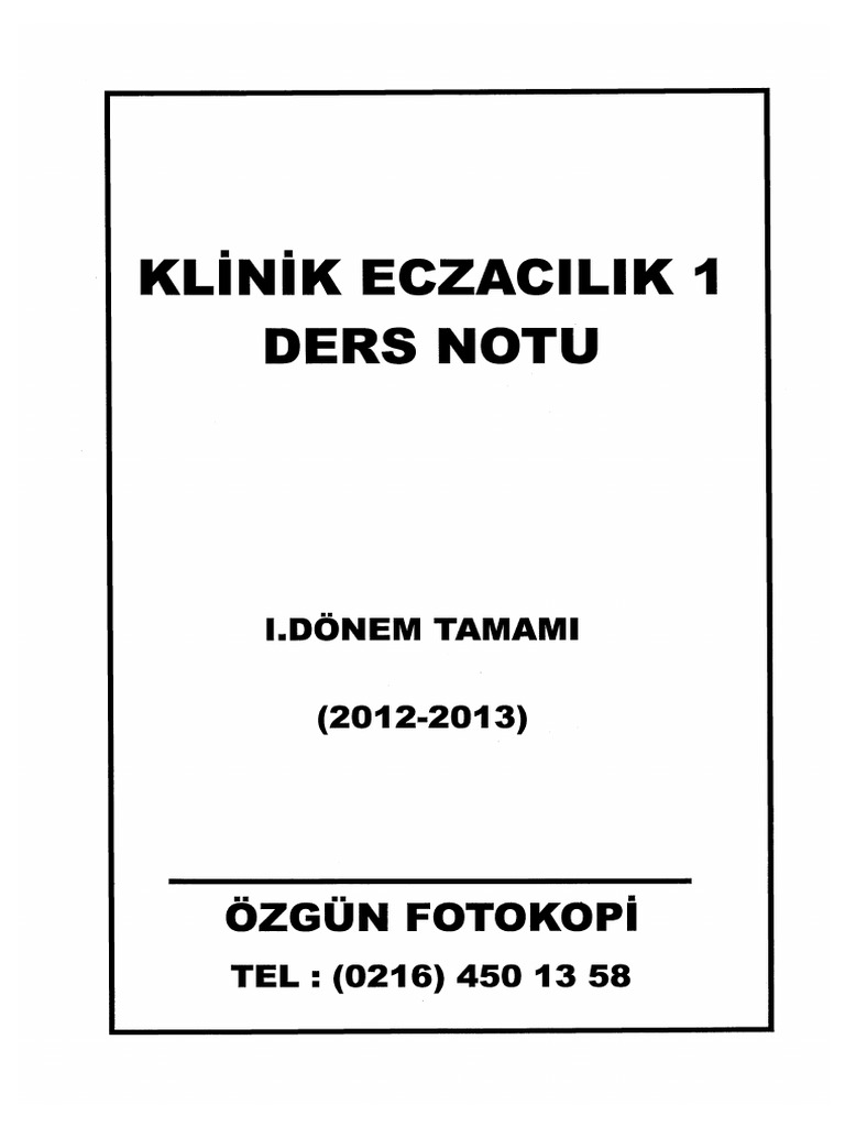 Ecz 4 Klinik Eczacılık 1 İlk 5 Sayfası PDF | PDF