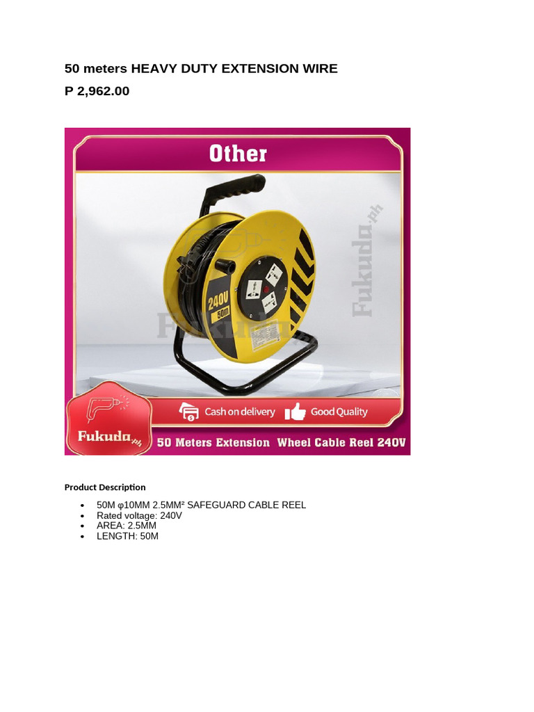 50 Meters HEAVY DUTY EXTENSION WIRE | PDF | Manufactured Goods