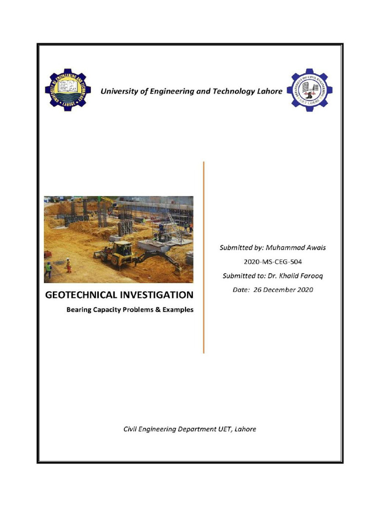 Bearing Capacity Problems Including Examples (2020-MS-CEG-504) | PDF