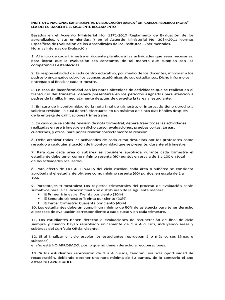 Reglamento de Evaluación 2024 | PDF | Evaluación