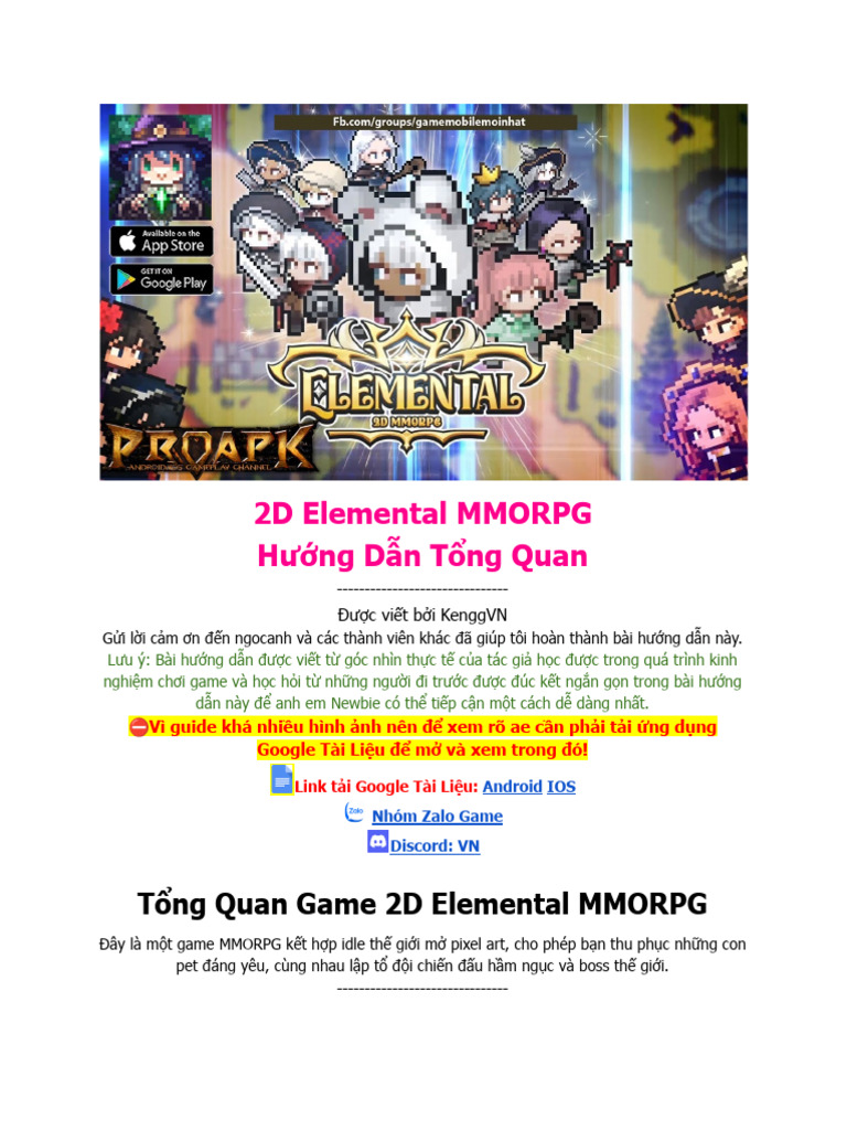 2d Elemental Mmorpg Việt Nam - Bài Hướng Dẫn | PDF