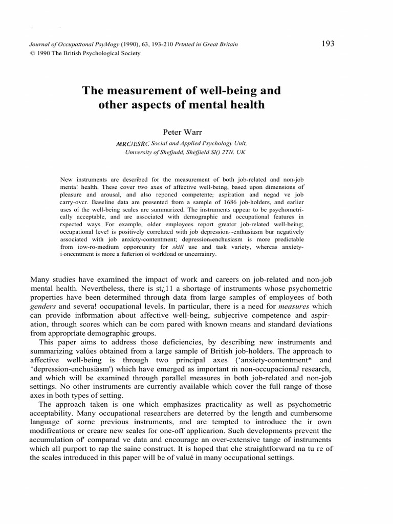 Measuring Affective Well-Being at Work | PDF | Cartesian Coordinate ...
