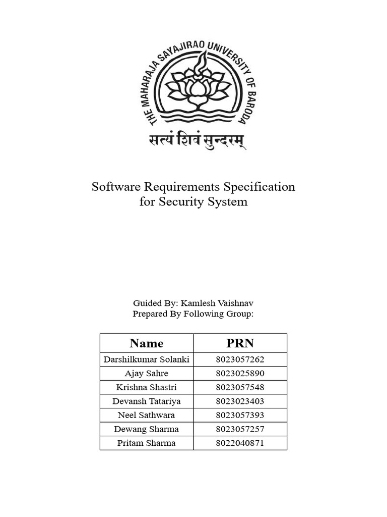 Security System SRS | PDF | Usability | Security