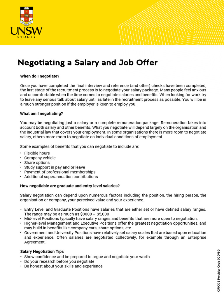 Negotiating A Salary & Job Offer | PDF | Salary | Recruitment