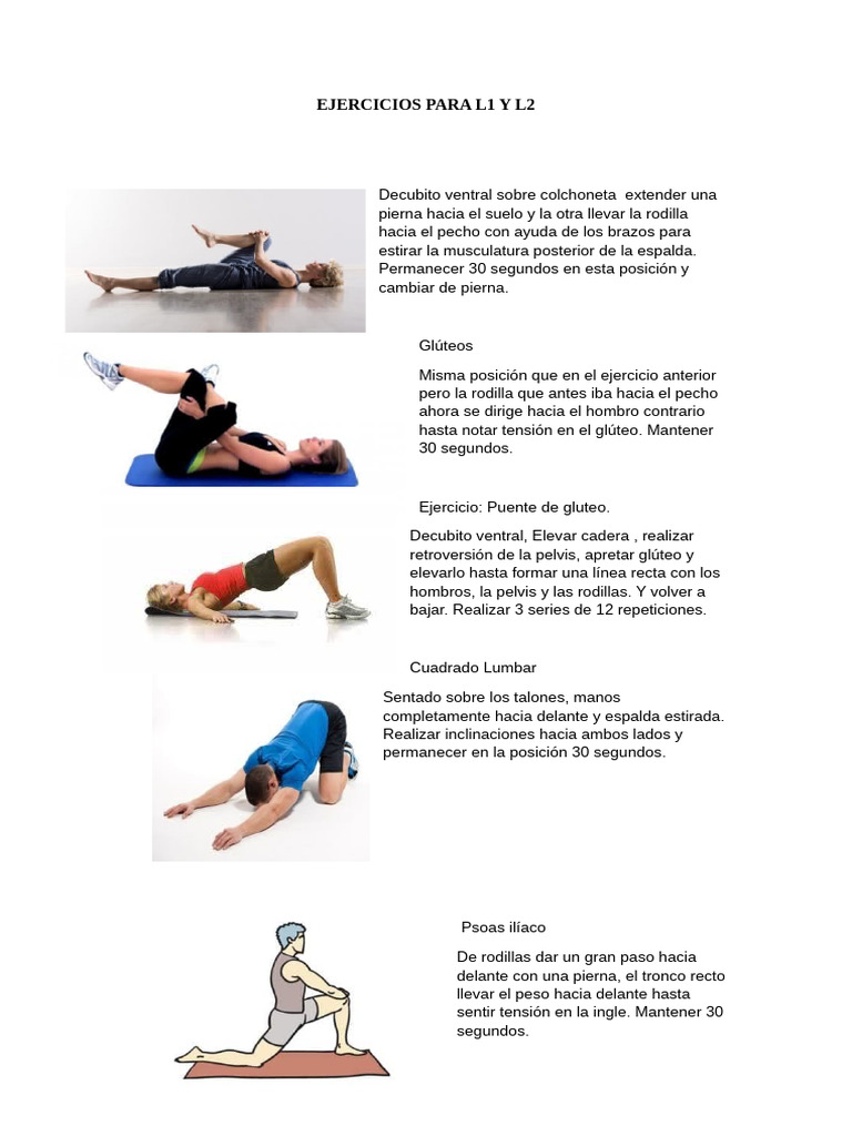 EJERCICIOS PARA L1 Y L2 Flavia | PDF | Pelvis | Rodilla