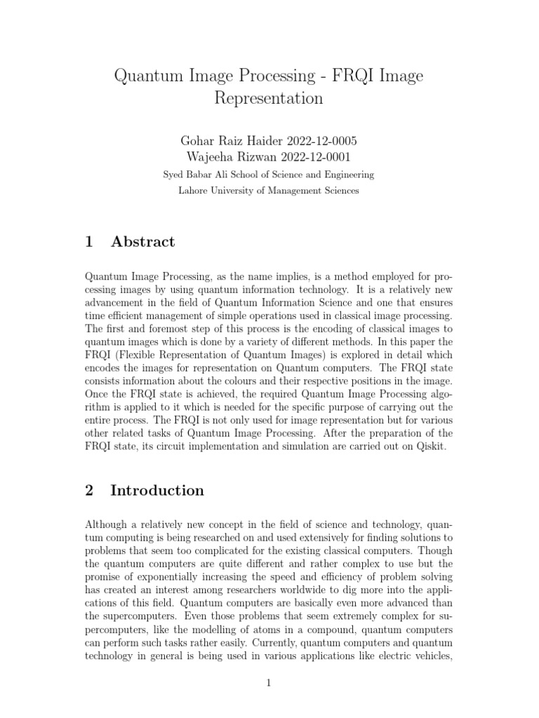 FRQI in Quantum Image Processing | PDF | Quantum Computing | Computer ...