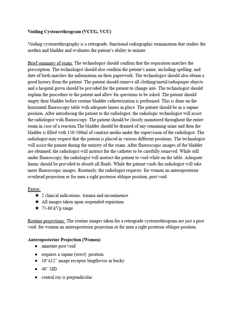 Voiding Cystourethrogram (VCUG, VCU) | PDF | Radiography | Genitourinary System
