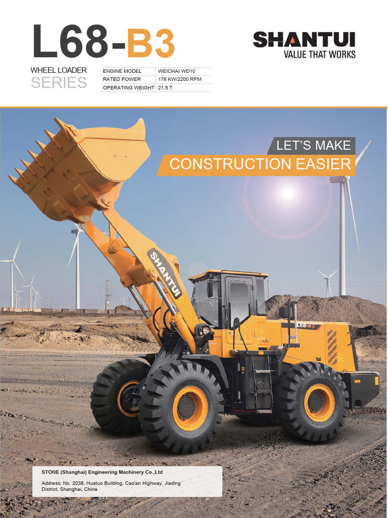 L68-B3 Wheel Loader Machine Brochure | PDF | Brake | Steering