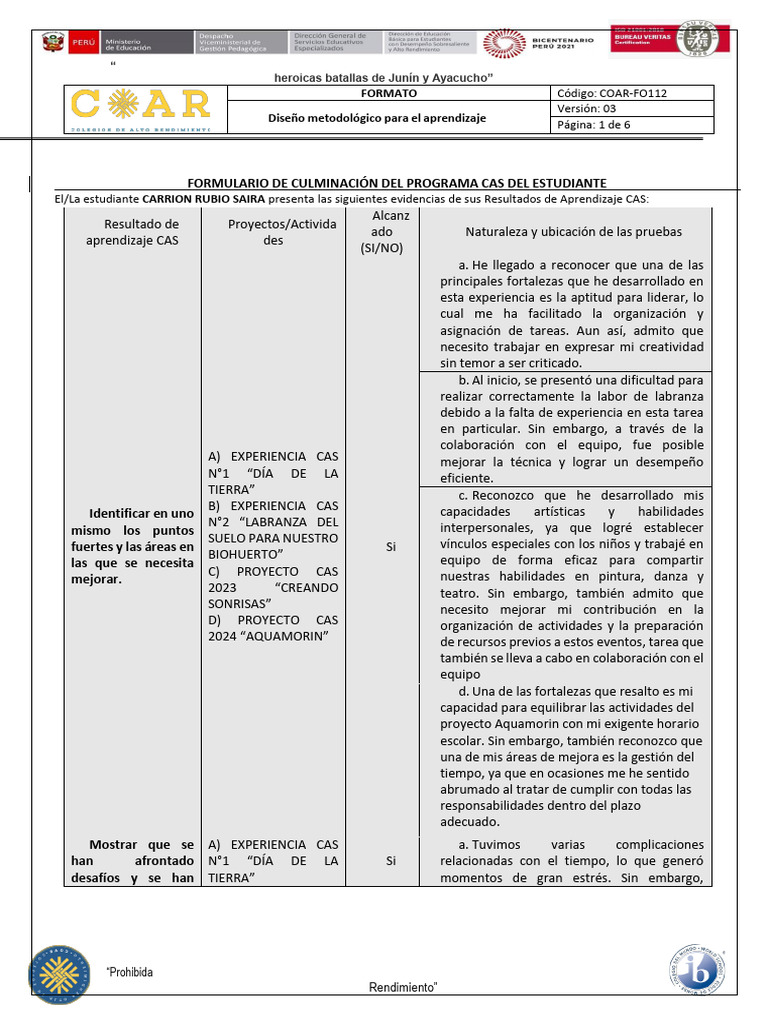 051506_0011_SAIRA CARRION RUBIO_FORMULARIO CAS 2024 | PDF | Aprendizaje ...
