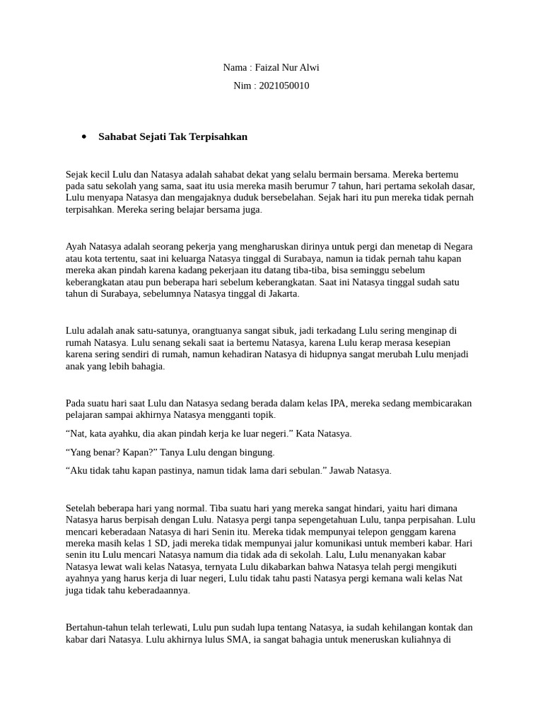 Cerpen (Faizal Nur Alwi) | PDF