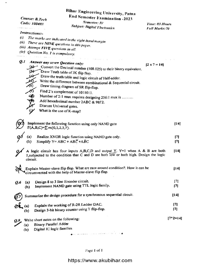 Btech 4 Sem Digital Electronics 100403 2023 | PDF