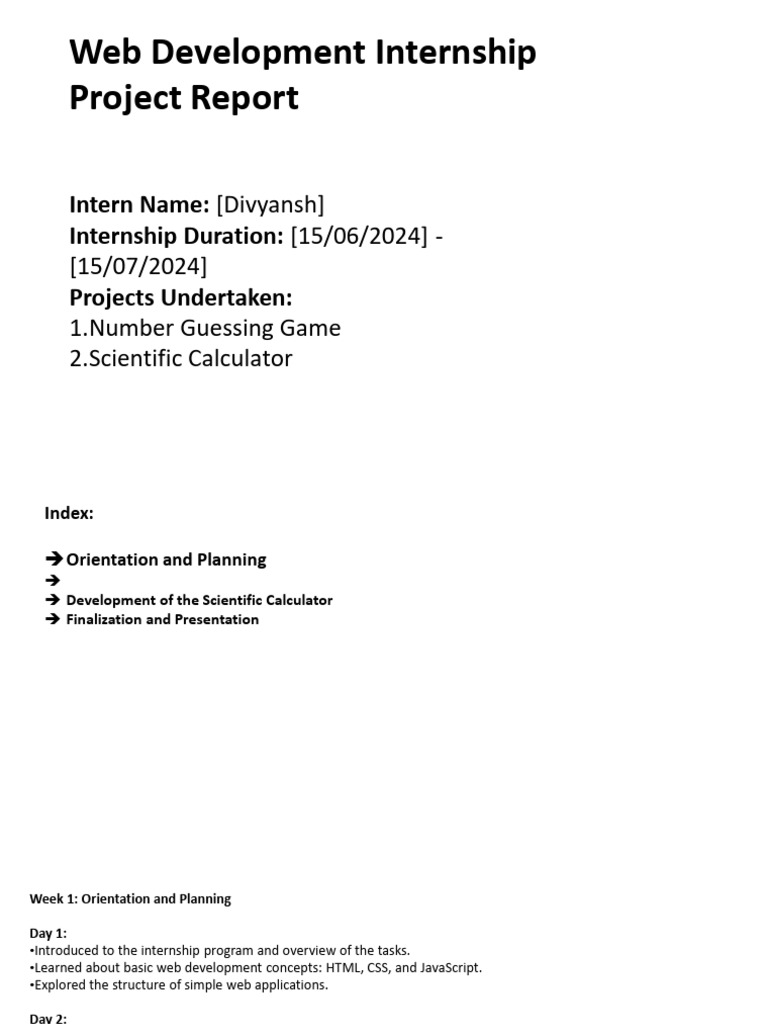 Web Development Internship Report | PDF | Web Development | Java Script