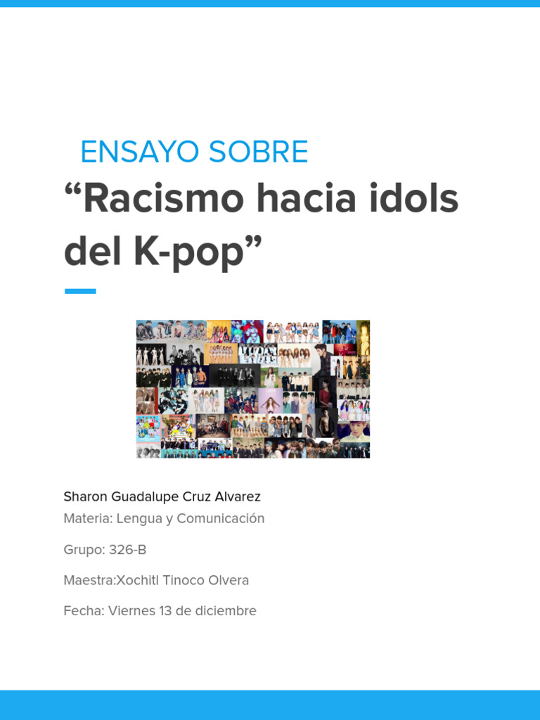 Ensayo Sobre El Kpop | PDF | Racismo | Discriminación y relaciones raciales