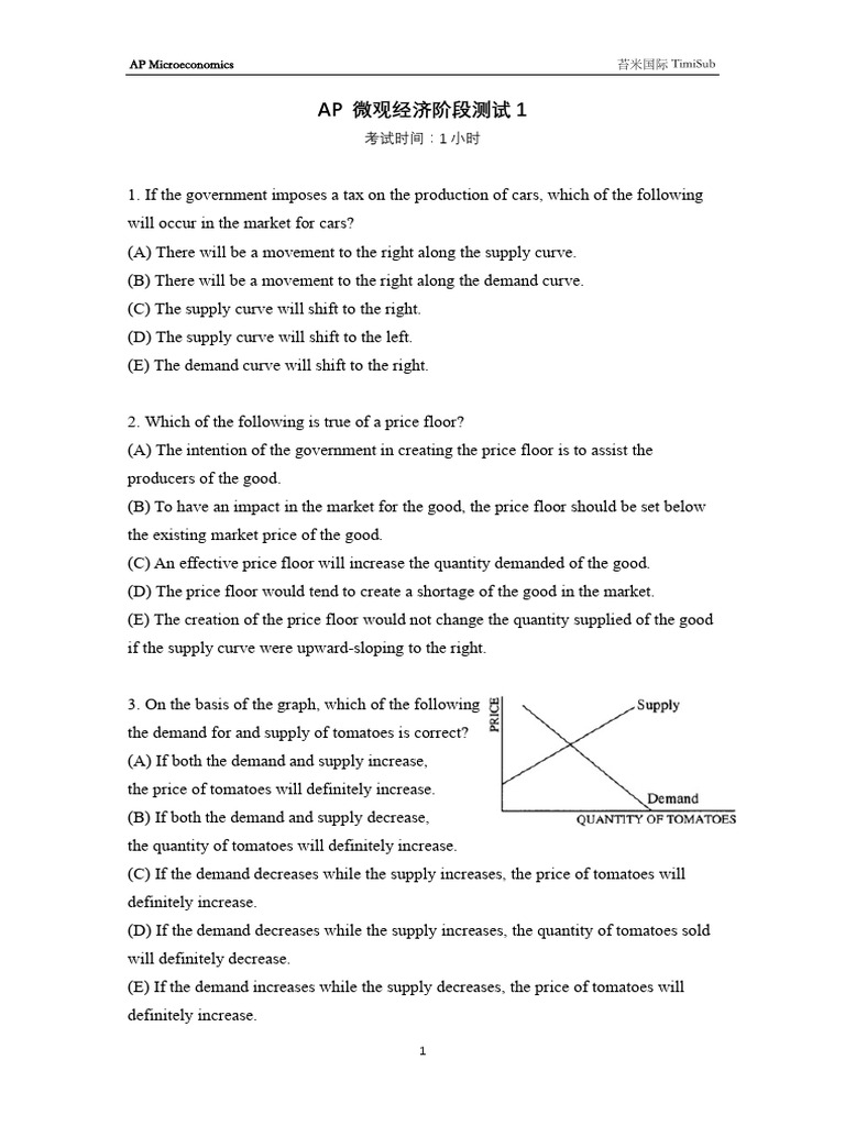 AP Microeconomics Test Prep | PDF | Elasticity (Economics) | Demand