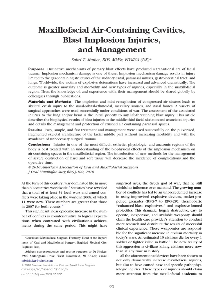 Sabri T. Shuker - Maxillofacial Air-Containing Cavities, Blast ...