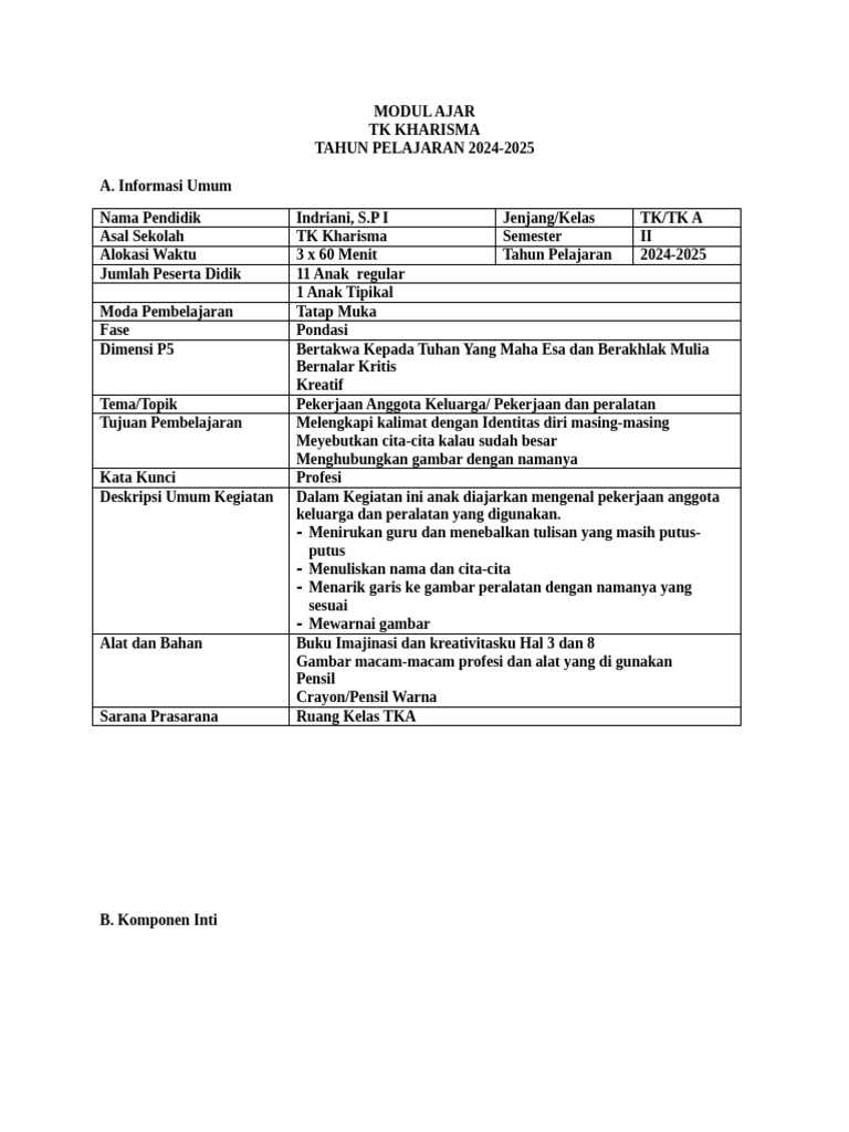 MODUL AJAR Minggu Pertama | PDF