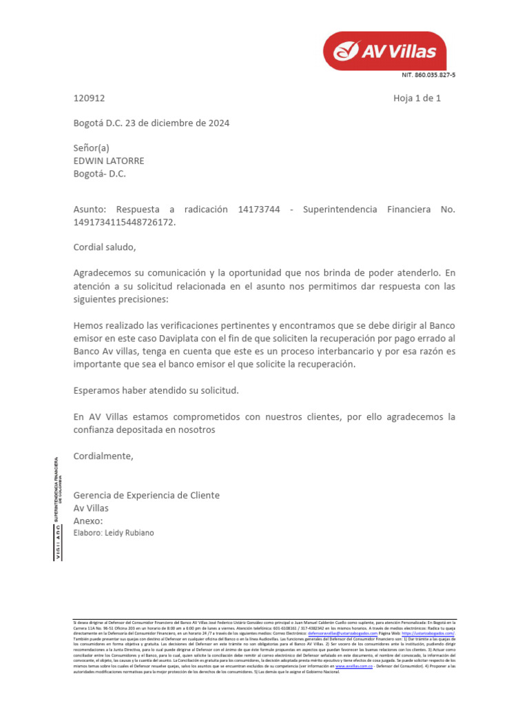 1 Resp Final SFC | PDF | Bancos