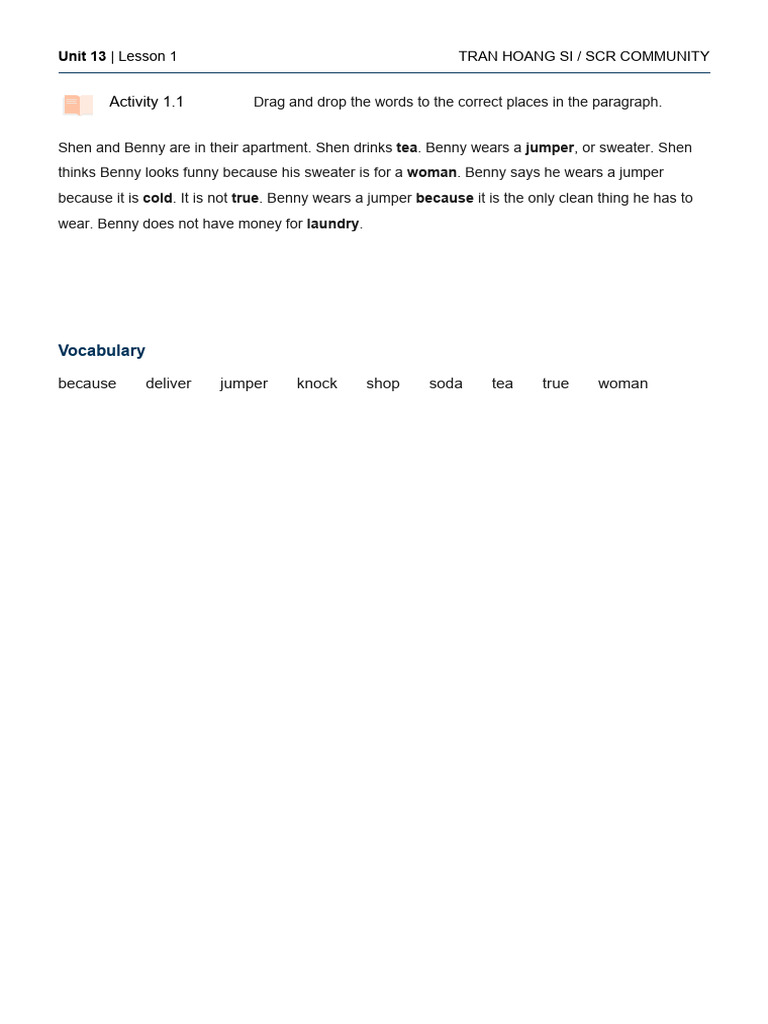Activity 1.1: Vocabulary | PDF