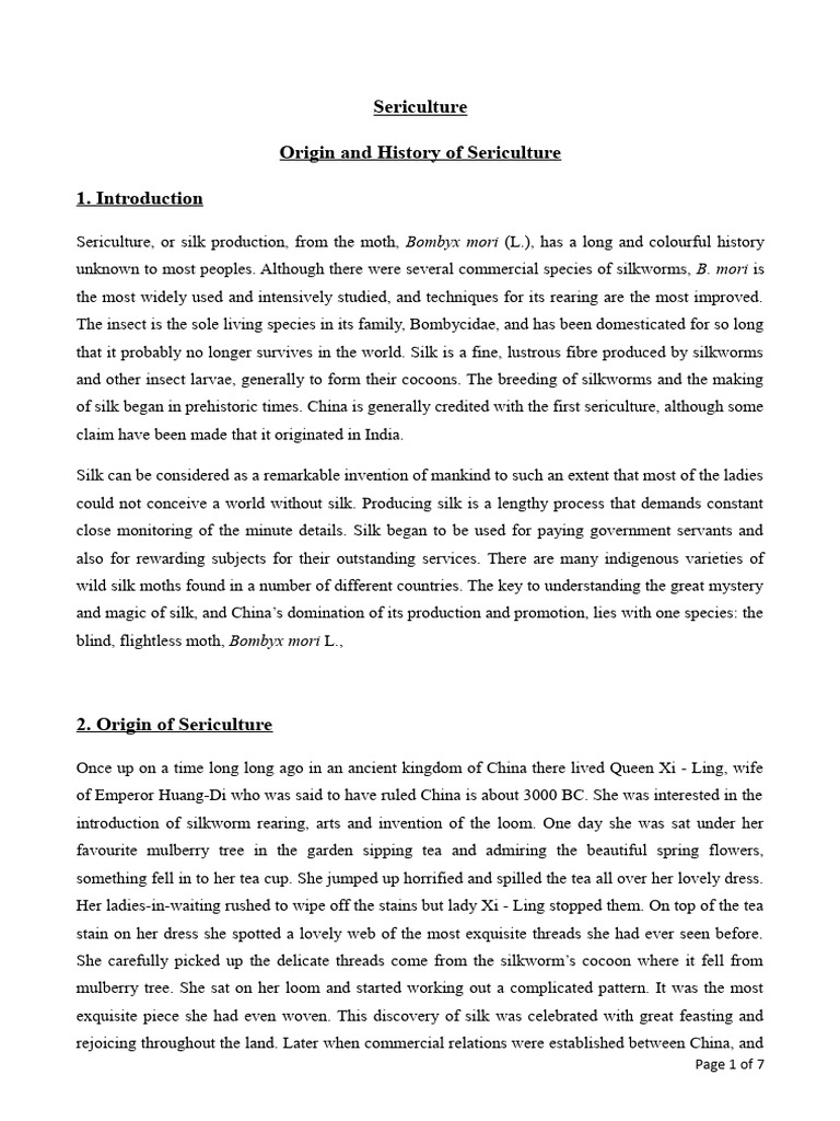 2 Origin - History of Sericulture200303111103033939 | PDF | Silk | Fibers