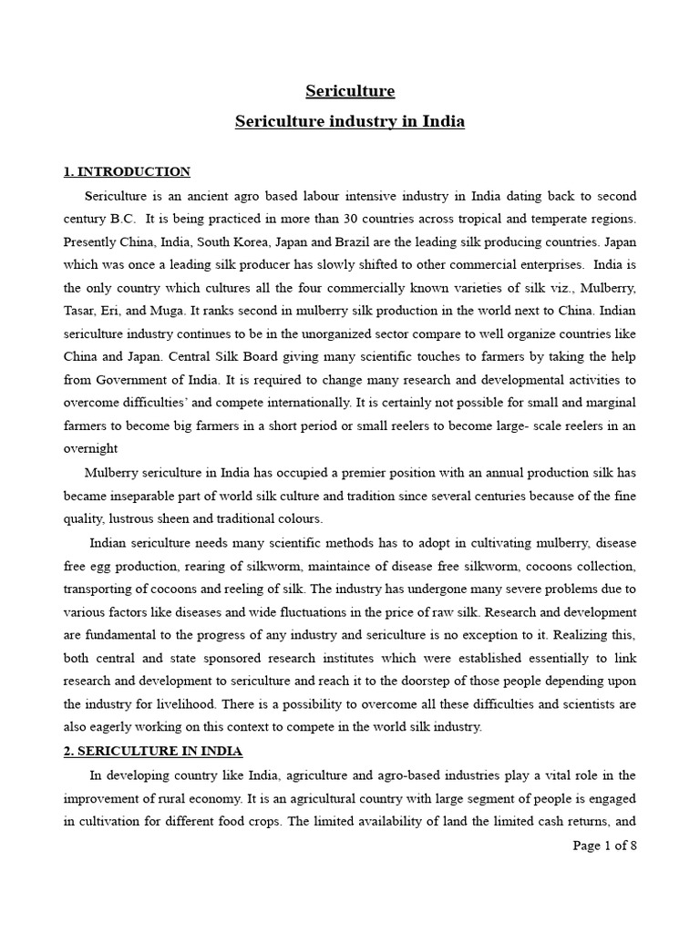 5 SCRIPT - Sericulture Industry in India200303111103030404 | PDF | Silk ...