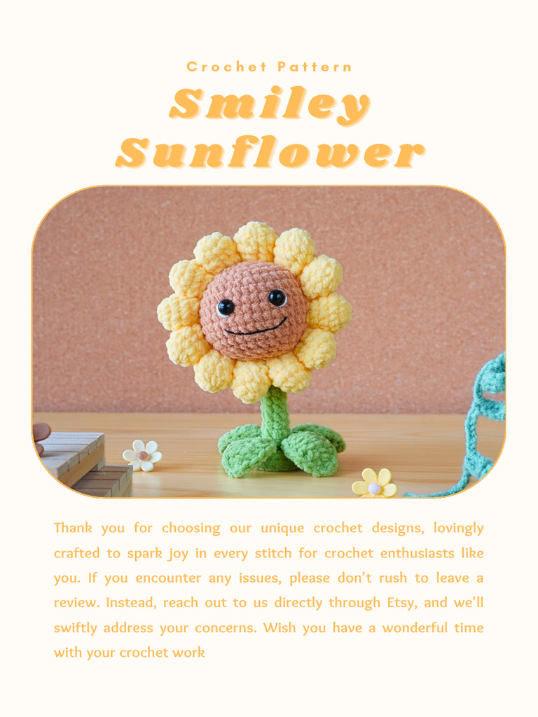 Smiley Sunflower Crochet Pattern | PDF | Crochet | Figured Fabrics