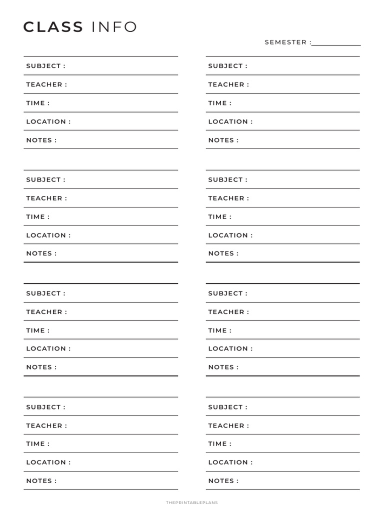 Class Info (A4) | PDF