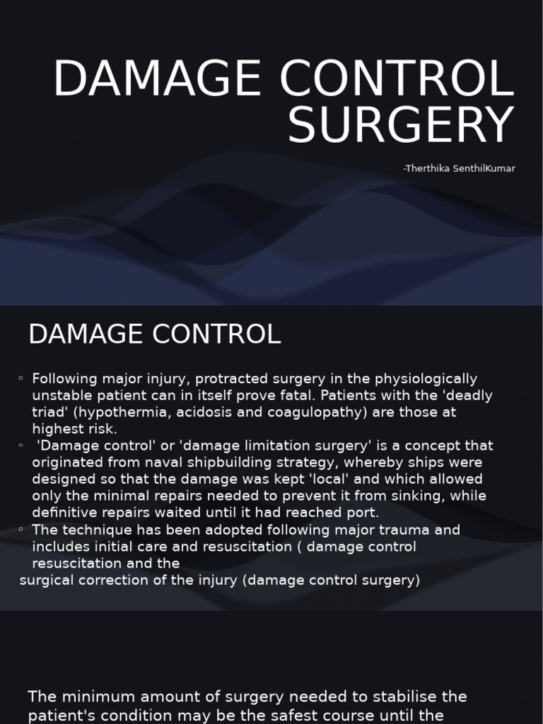 Damage Control Surgery | PDF | Surgery | Diseases And Disorders
