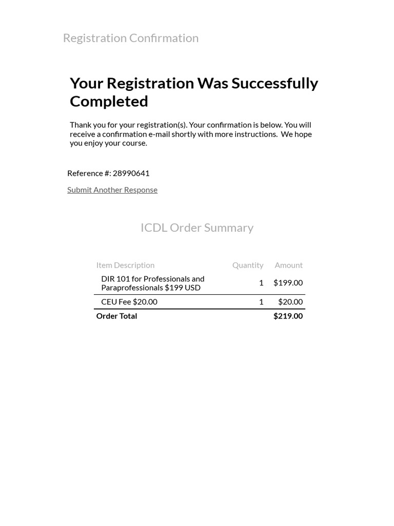 Registration Confirmation | PDF
