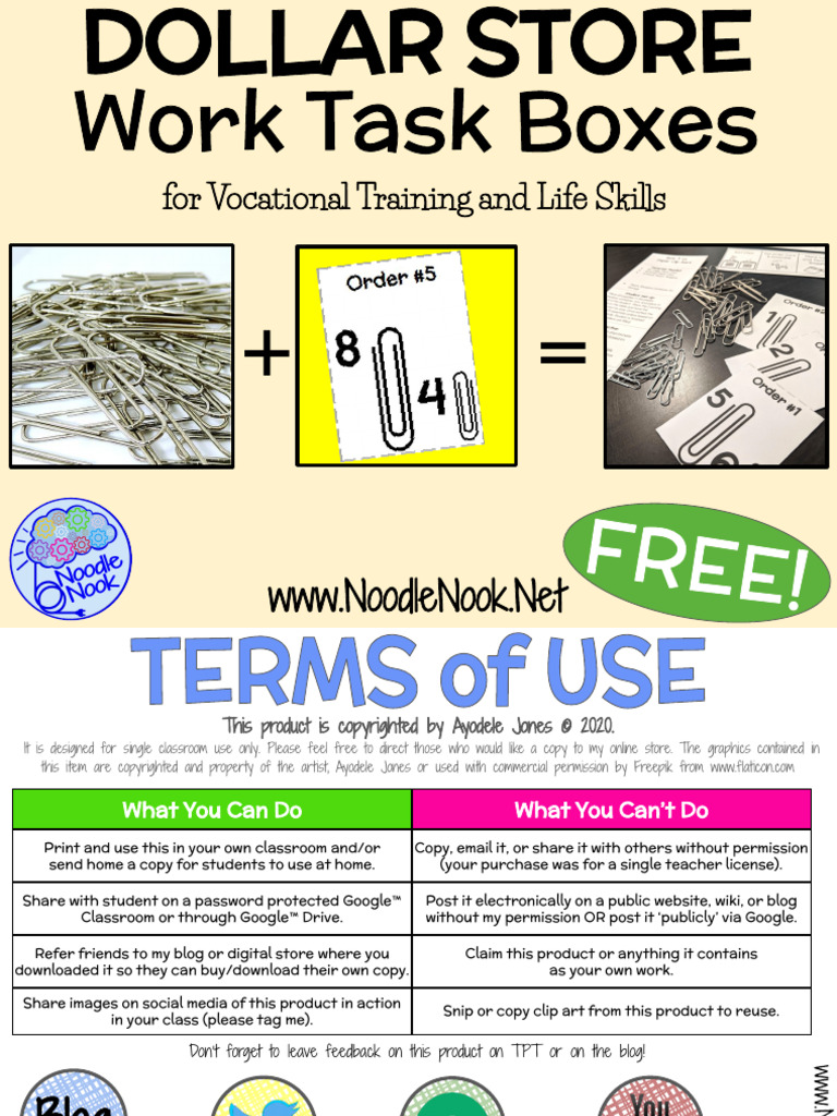 FREEDollarStoreVocationalWorkTaskBoxeswithVisualsforSpecialEd 1 | PDF