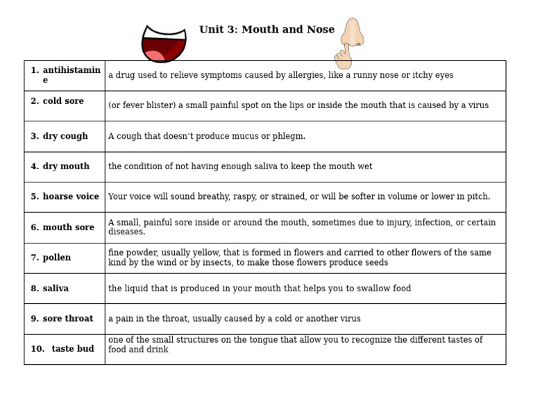 D2023_Unit 3 Mouth and Nose | PDF