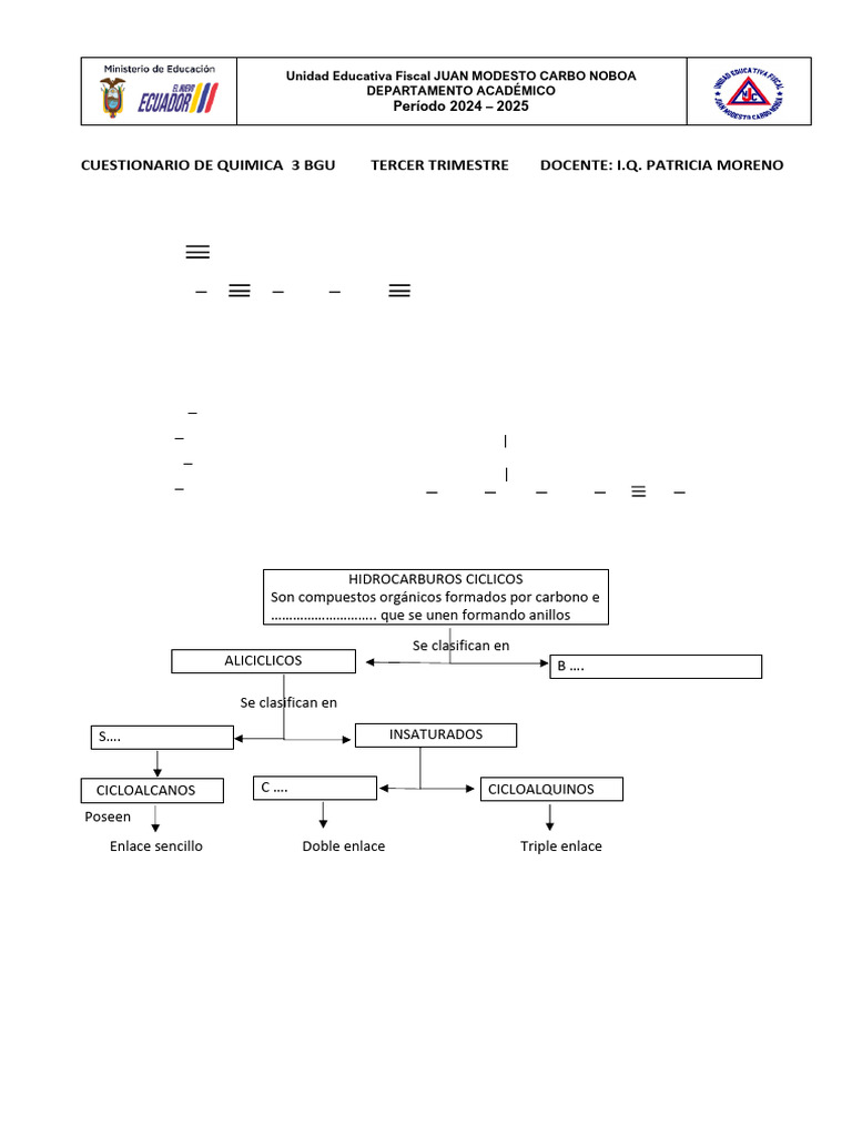 Cuest. 3 Trim 2024 Qca 3BGU | PDF | Hidrocarburos | Alqueno