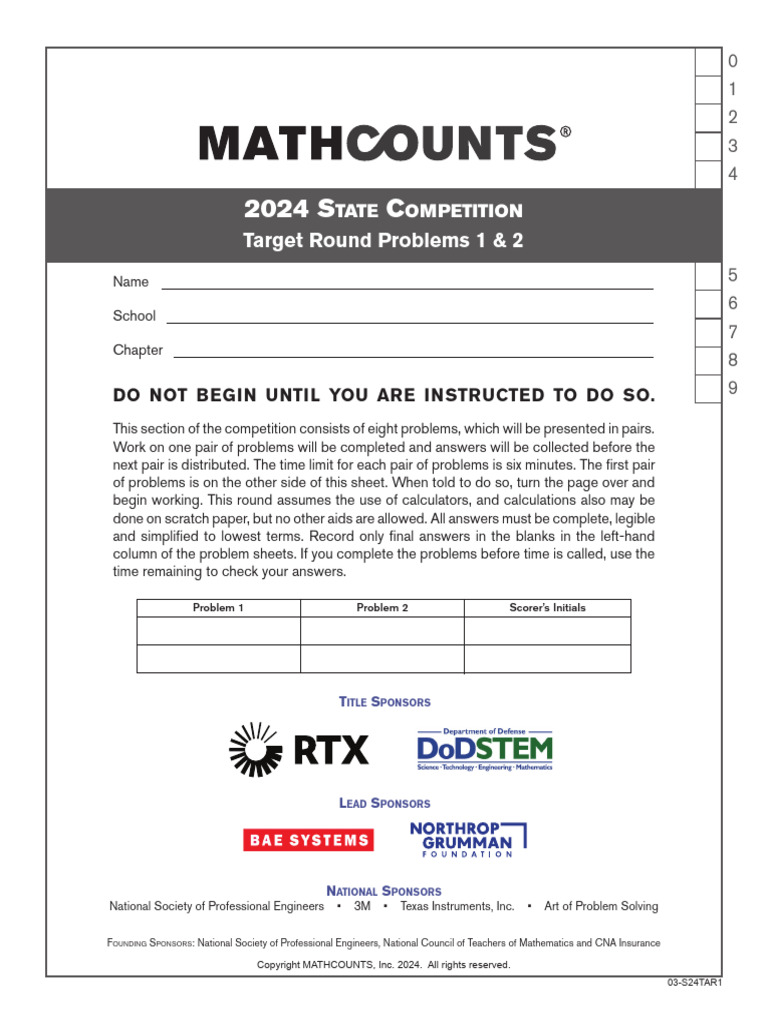 2024 State Competition Target Round | PDF | Mathematics