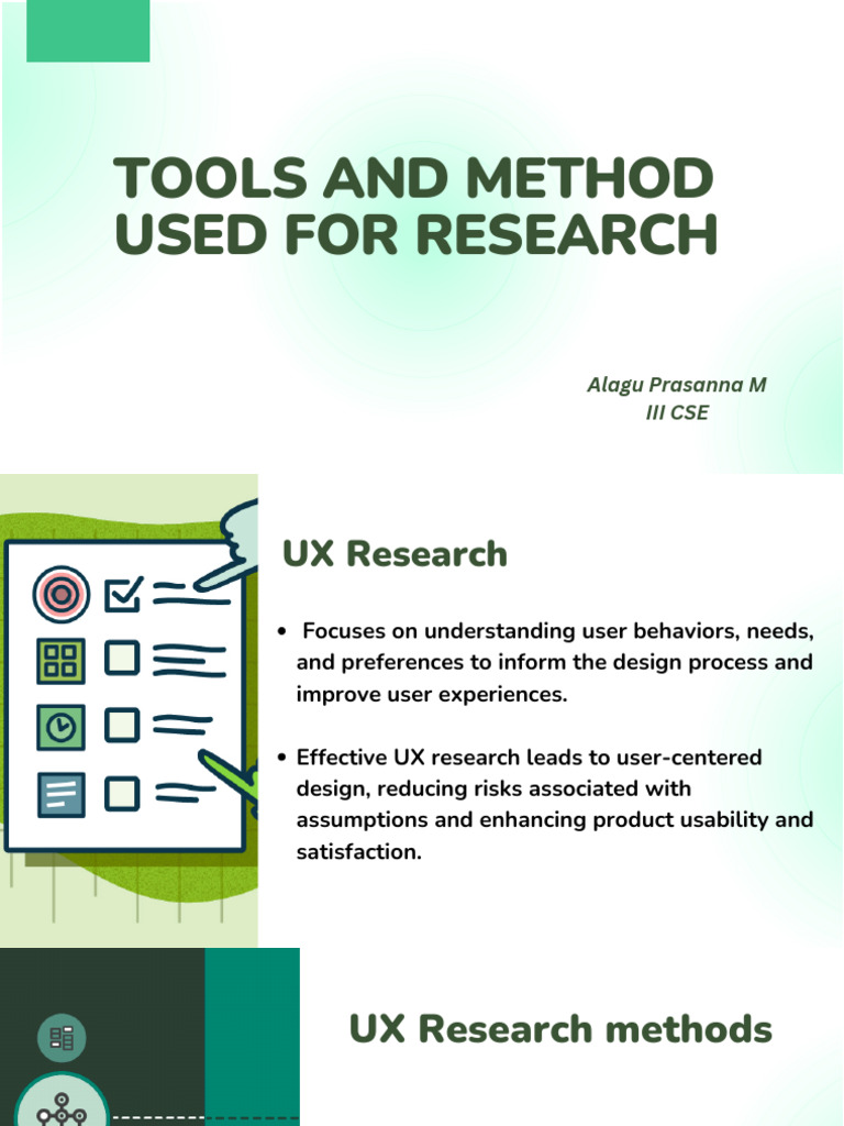 Tools and Methods For UX Research | PDF | Qualitative Research | Focus ...