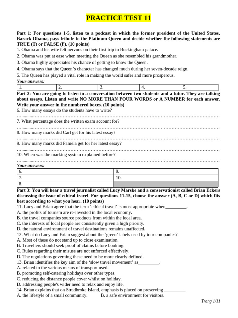 Practice Test 11 | PDF | Earth | Crust (Geology)