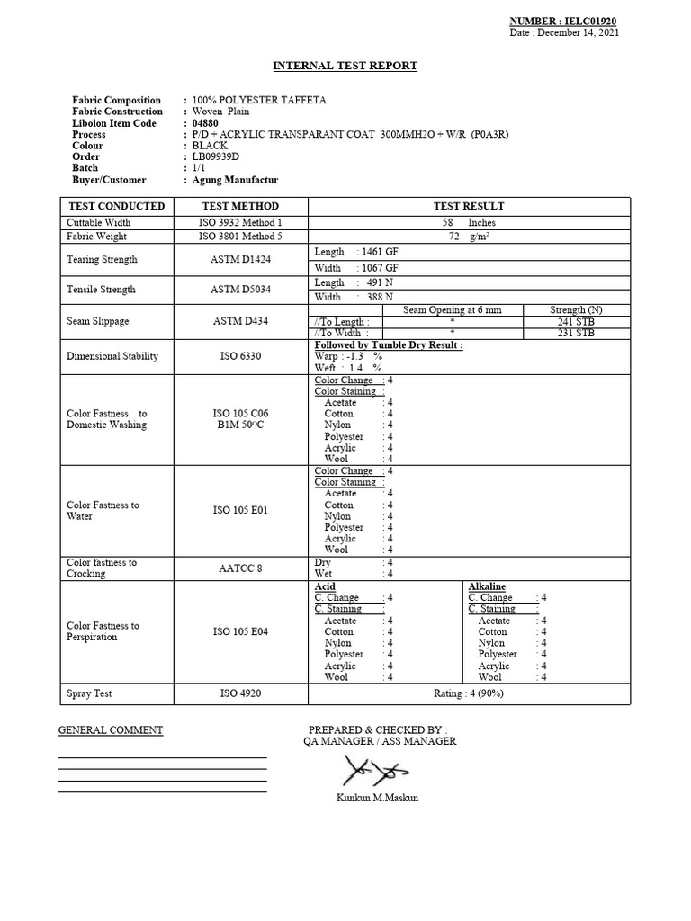 MSDS poly 120D libolon | PDF | Textiles | Fibers