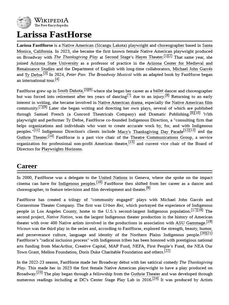 Larissa_FastHorse | PDF | Entertainment | Theatre