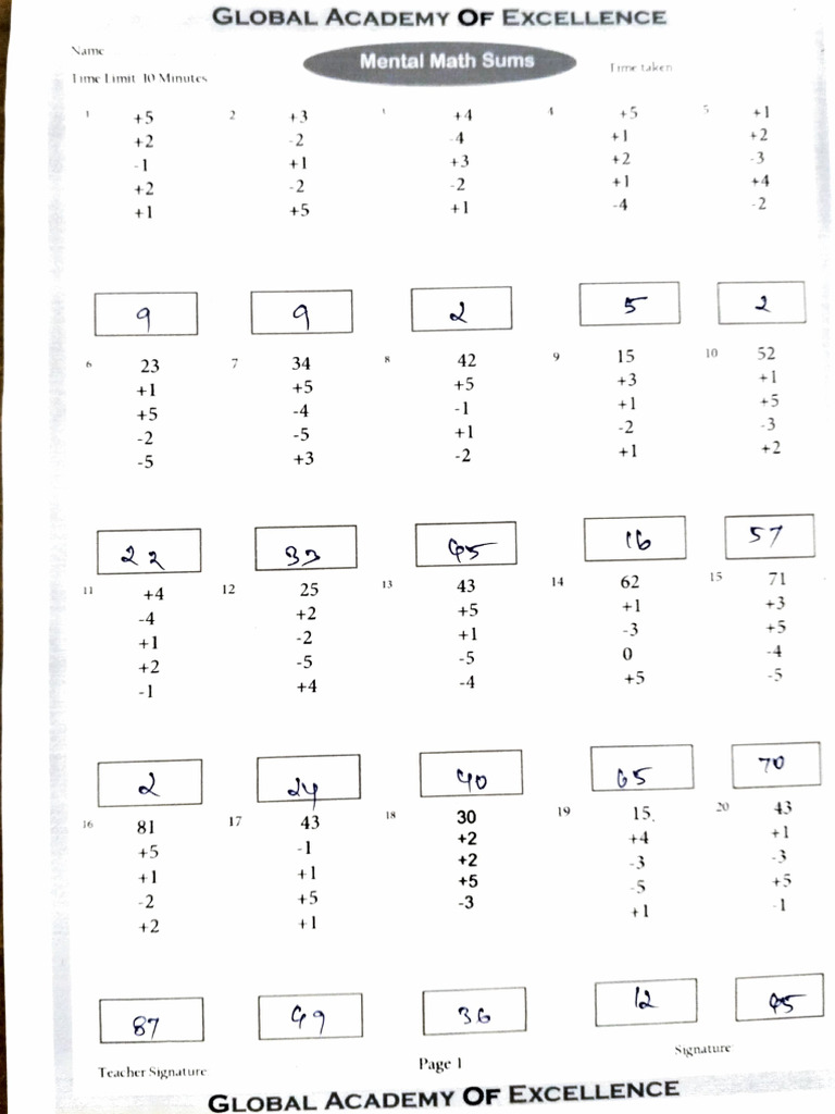 Day 3_mental math sums | PDF