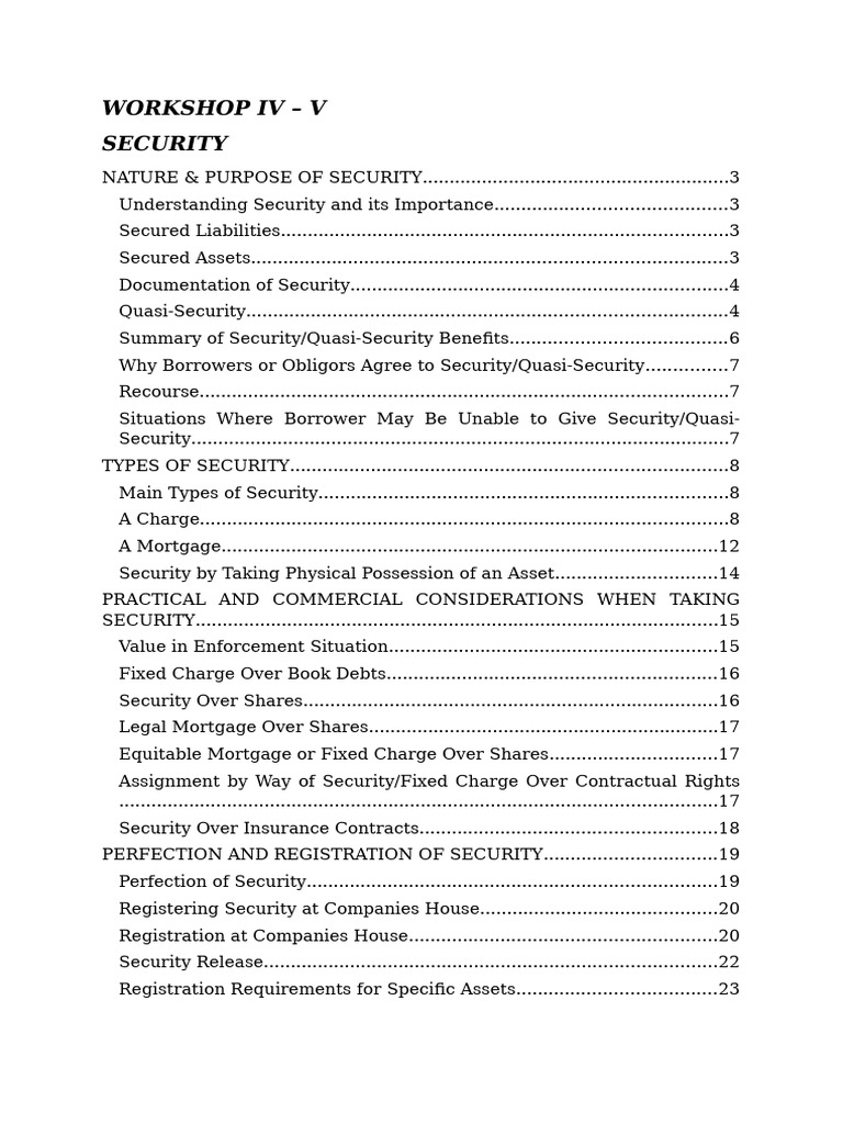 Workshop 04-05 Security | PDF | Loans | Security Interest