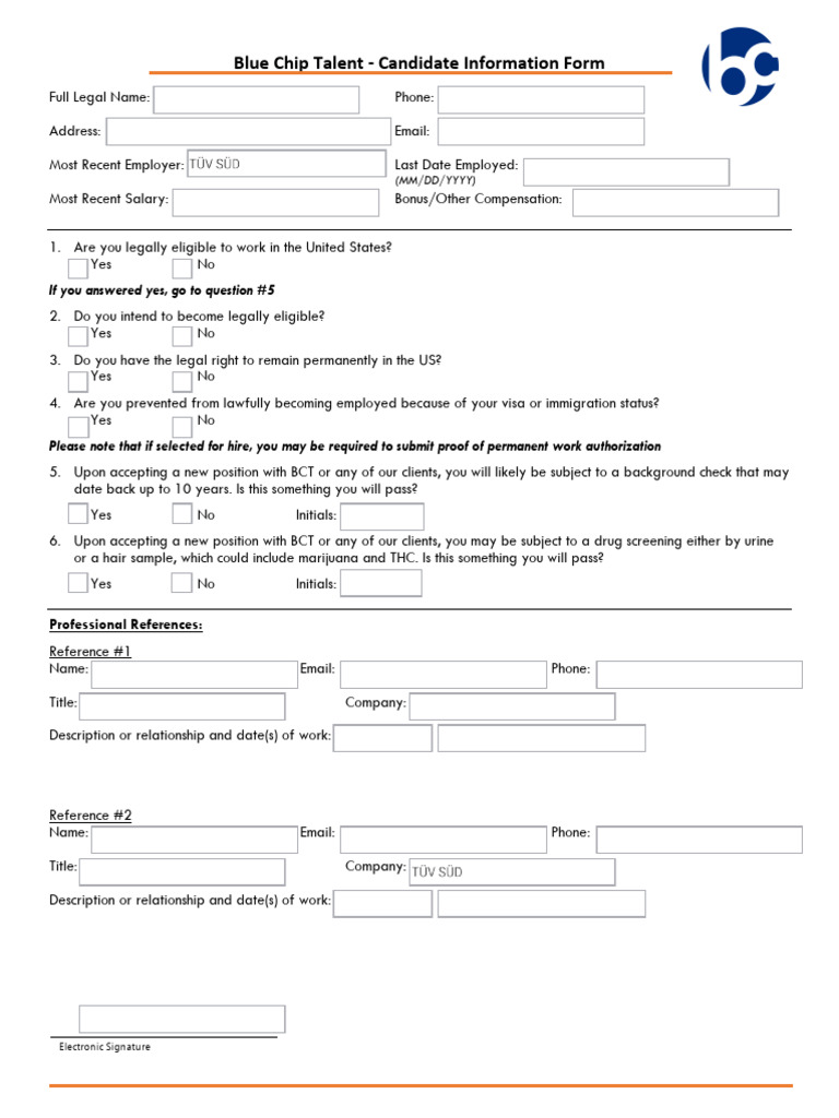 Candidate Information Form (2024) | PDF