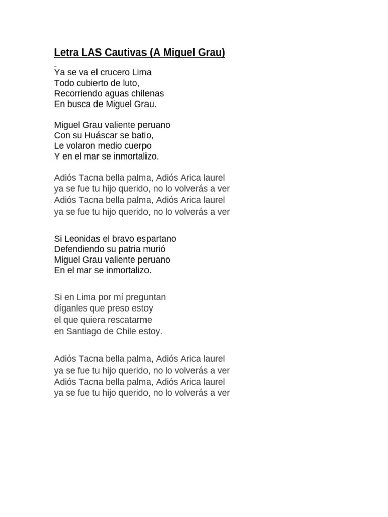 Letra LAS Cautivas | PDF