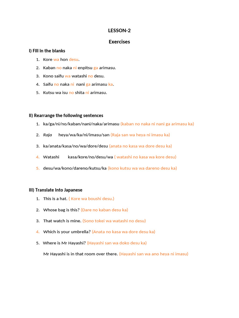 LESSON 2 Answer | PDF