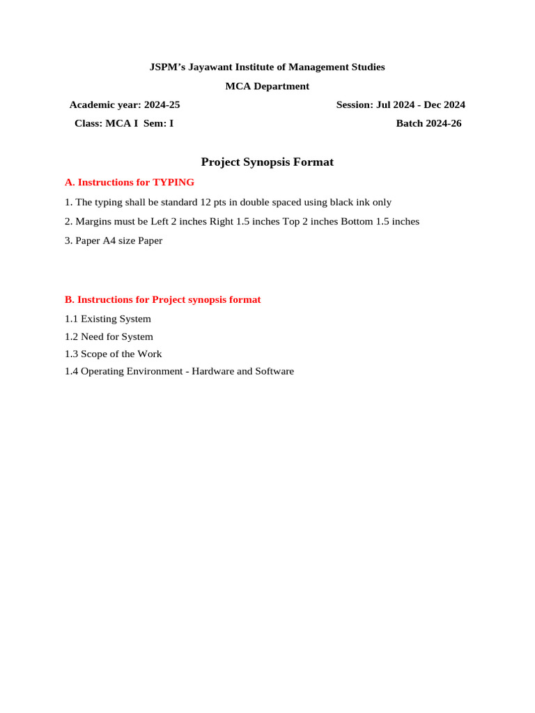 Project Synopsis Format | PDF