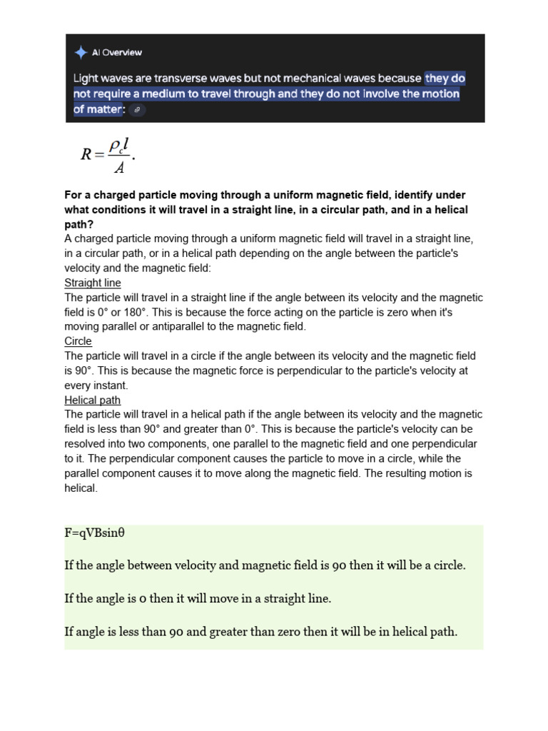 Physics Formula Sheet | PDF | Magnetism | Magnetic Field
